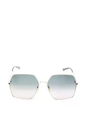 Gucci Geometric-frame Logo-detail Sunglasses - Gold