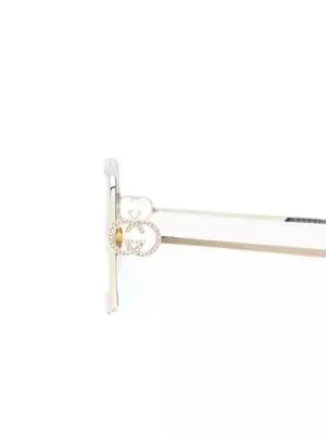 Gucci Geometric-frame Sunglasses With Logo Detail - Gold