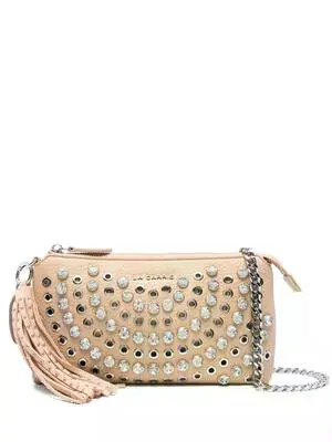 LA CARRIE Rhinestone Tassel Cross Body Bag - Neutrals