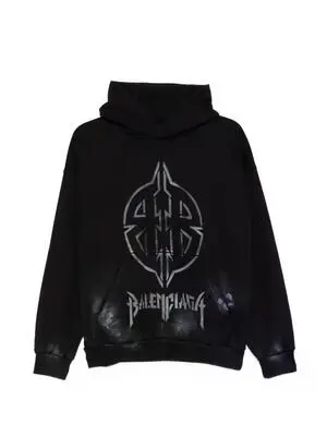 Balenciaga Graphic-print Hoodie - Black
