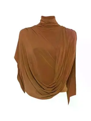 Nina Ricci High-neck Draped Top - Brown