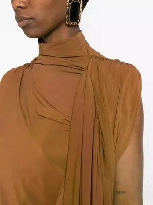 Nina Ricci High-neck Draped Top - Brown