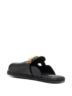 Moschino Logo-plaque Leather Mules
