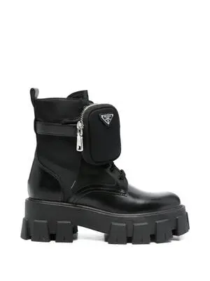 Prada Monolith Combat Boots - Black