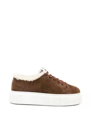 Miu Miu Lace-up Suede Sneakers - Brown