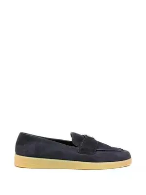 Prada Logo-plaque Suede Loafers - Blue