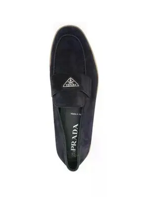 Prada Logo-plaque Suede Loafers