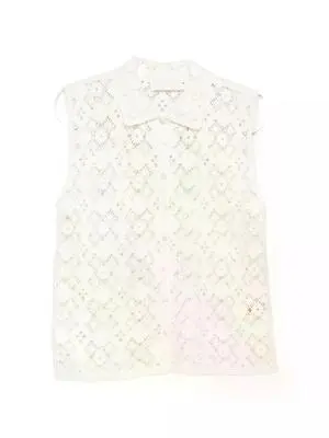 Eric Bompard Openwork Crochet Shirt Vest - White