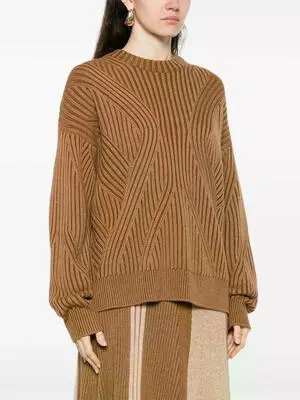 Eric Bompard Ribbed Crewneck Pullover - Brown