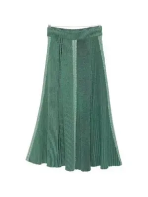 Eric Bompard Patchwork Ribbed Skirt - Green