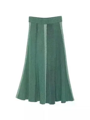 Eric Bompard Patchwork Ribbed Knit Skirt - Green