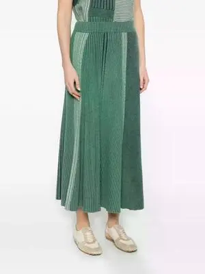 Eric Bompard Patchwork Ribbed Knit Skirt - Green