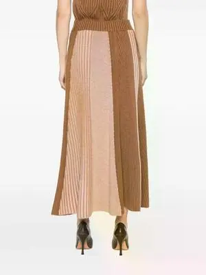Eric Bompard Patchwork Ribbed Knit Skirt - Brown