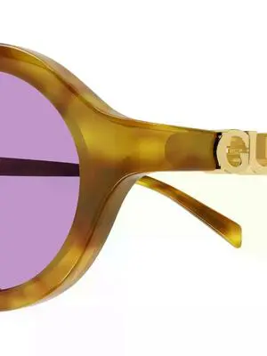 Gucci Round Logo-detail Sunglasses - Brown