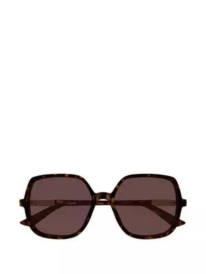 Chloé Oversized Brown Lens Geometrical Acetate Sunglasses - Havana-havana-brown