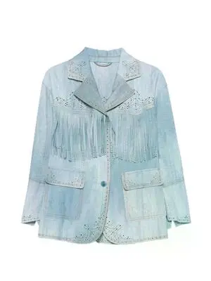 Ermanno Scervino Fringed Laser-cut Jacket - Blue