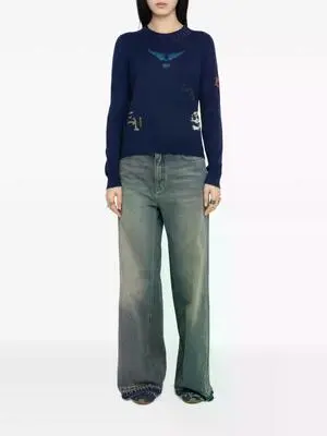 Zadig&Voltaire Miss Cashmere Sweater With Rhinestone Embellishments - Blue