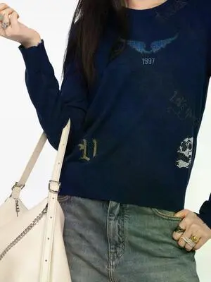Zadig&Voltaire Miss Cashmere Sweater With Rhinestone Embellishments - Blue