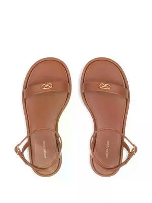 SERGIO ROSSI Logo-detail Ankle-strap Sandals - Brown