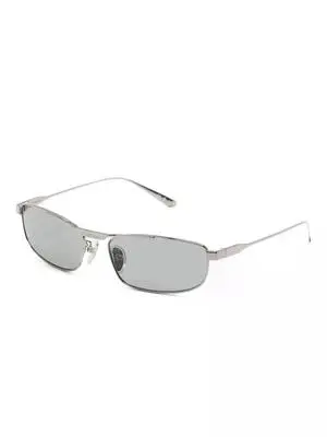 Balenciaga Logo-engraved Rectangle-frame Sunglasses - Silver