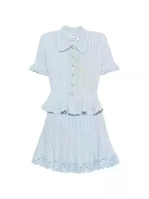 SELF-PORTRAIT Pointelle Peplum Knit Mini Dress
