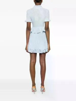 SELF-PORTRAIT Pointelle Peplum Knit Mini Dress
