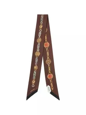 Versace Printed Silk Twill Ribbon - Brown