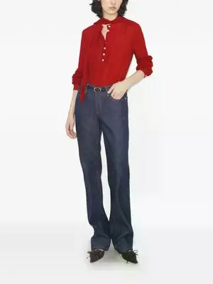 Tory Burch Georgette Bow Blouse - Red