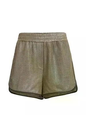 Brunello Cucinelli Sparkling Net Leather Shorts - Neutrals
