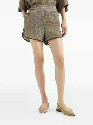 Brunello Cucinelli Sparkling Net Leather Shorts - Neutrals