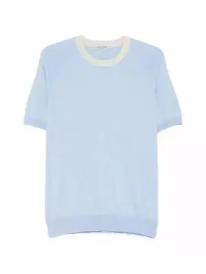 FILERIA Round Neck Short Sleeve Knit T-shirt - Blue