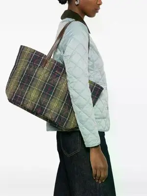 Barbour Tartan Pattern Quilted Shoulder Bag