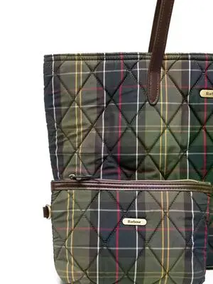 Barbour Tartan Pattern Quilted Shoulder Bag