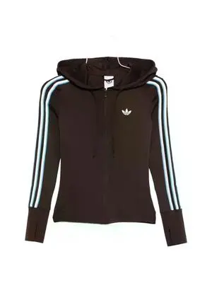 Adidas Logo Striped Hoodie - Brown
