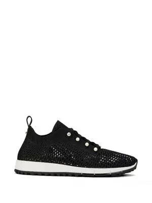 JIMMY CHOO Pearl-embellished Knit Sneakers - Black