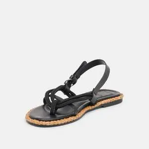 DOLCEVITA Reed Braided Sandals - Black Leather