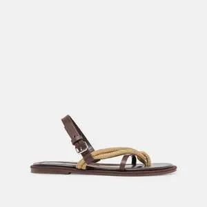 DOLCEVITA Reed Braided Strap Sandals - Dk Brown Leather