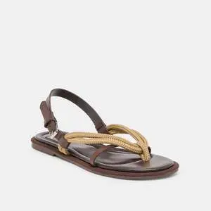 DOLCEVITA Reed Braided Strap Sandals - Dk Brown Leather