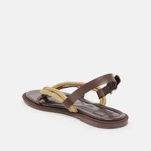 DOLCEVITA Reed Braided Strap Sandals - Dk Brown Leather