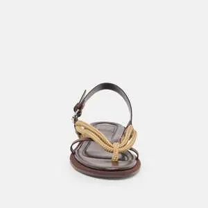 DOLCEVITA Reed Braided Strap Sandals - Dk Brown Leather