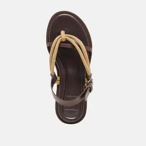DOLCEVITA Reed Braided Strap Sandals - Dk Brown Leather