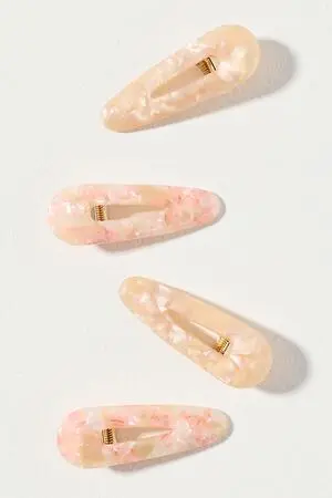 Anthropologie Marbled Hair Clips, Set Of 4 - Pink