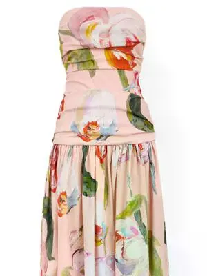 Acler Nershall Floral Strapless Maxi Dress