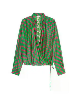 Dries Van Noten Polka-dot Wrap Blouse - Green