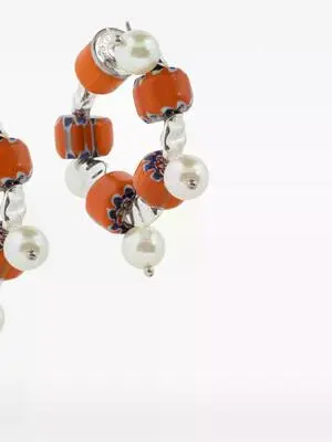 Dries Van Noten Beaded Hoop Earrings - Silver