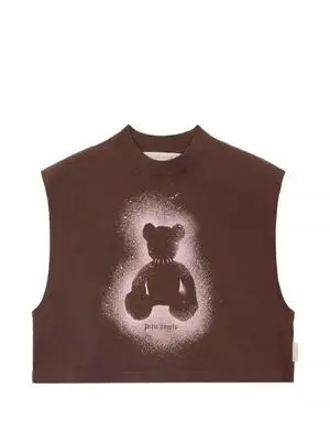 Palm Angels Bear-print Boxy Tank Top - Brown
