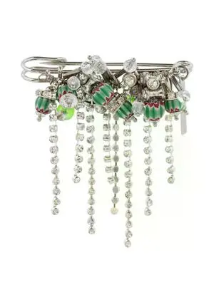 Dries Van Noten Beaded Brooch - Silver