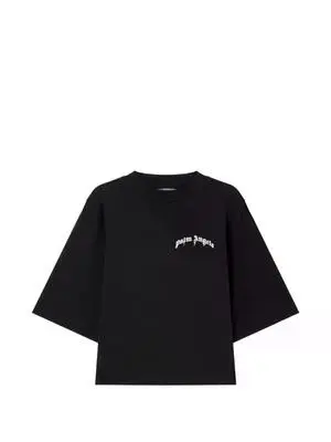 Palm Angels Cropped Logo-print T-shirt - Black