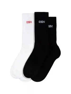 032C Lettering Two-pack Socks Set - Black