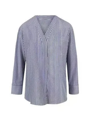 Max Mara Striped V-neck Shirt - Blue
